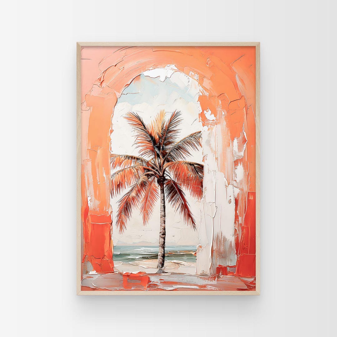 Textured Palm Tree Painting, Palm Tree Print, Minimalist Palm Tree ...