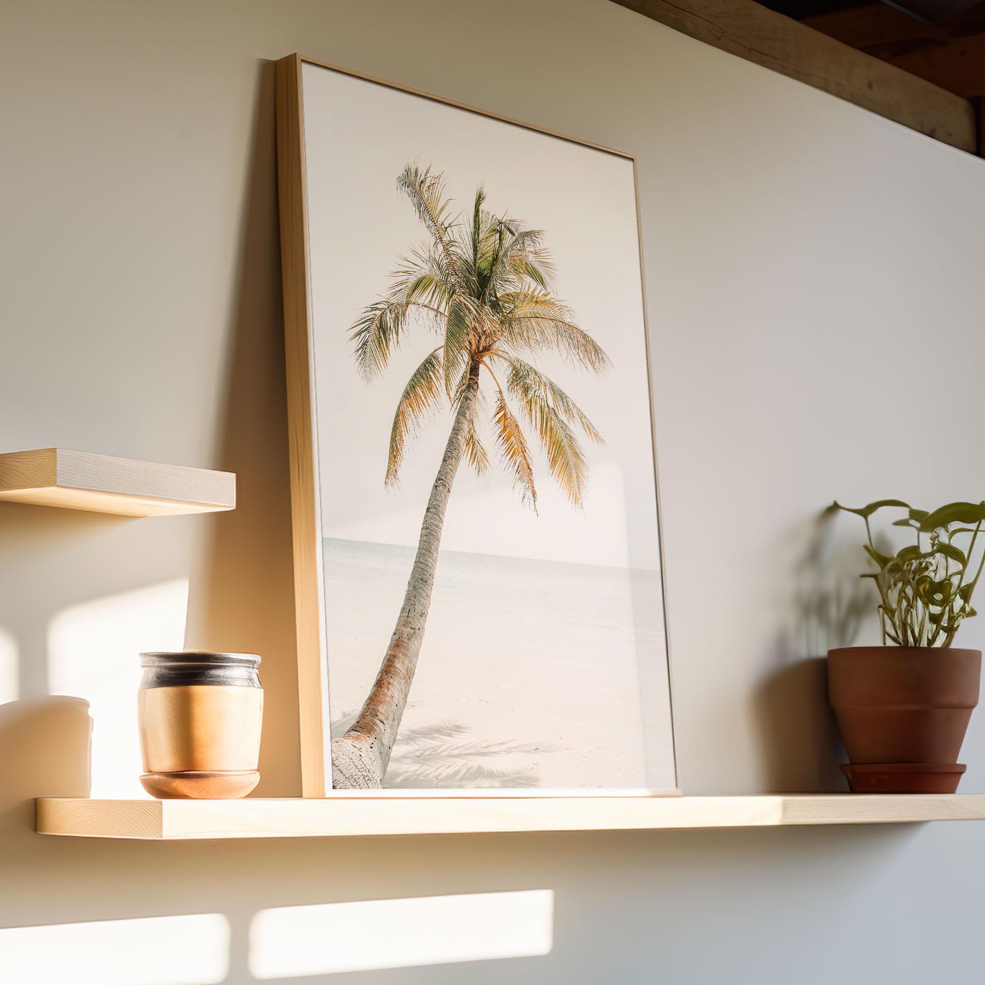 Set of 3 Palm Tree Prints, Beige Palm Tree Digital Print, Coastal Print ...