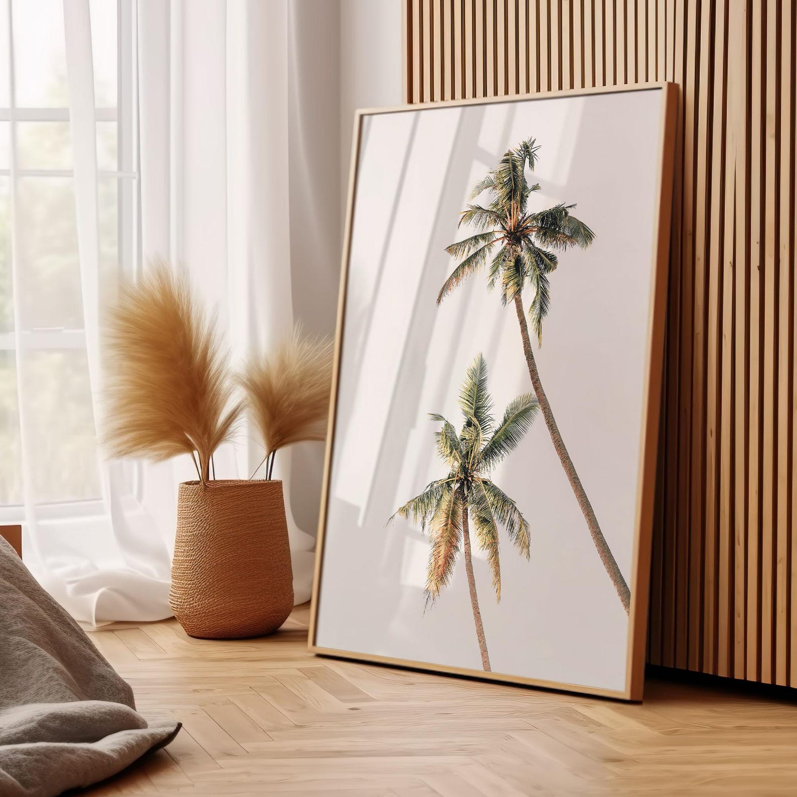 Set of 3 Palm Tree Prints, Beige Palm Tree Digital Print, Coastal Print ...