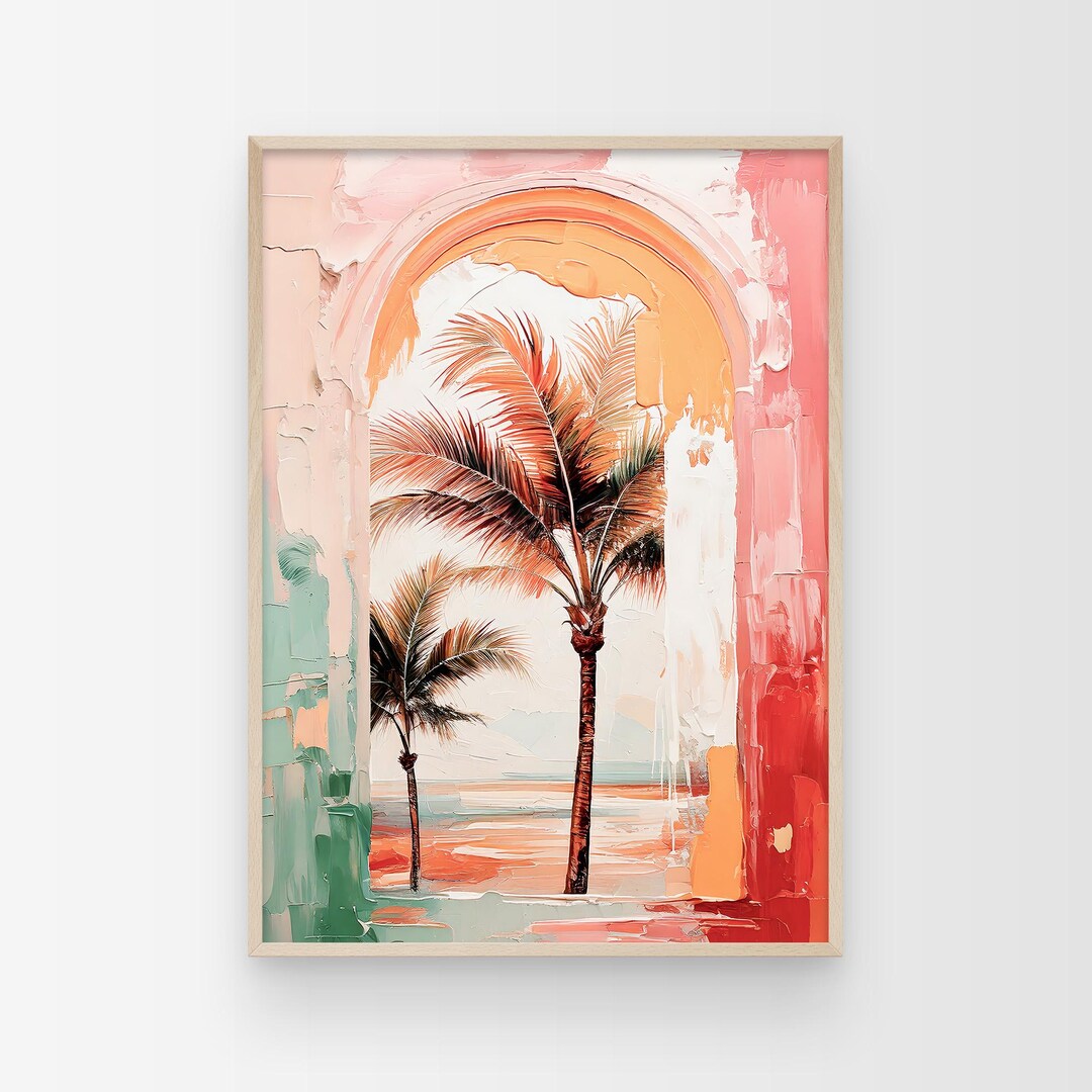 Palm Tree Print, Textured Palm Tree Painting, Minimalist Palm Tree ...