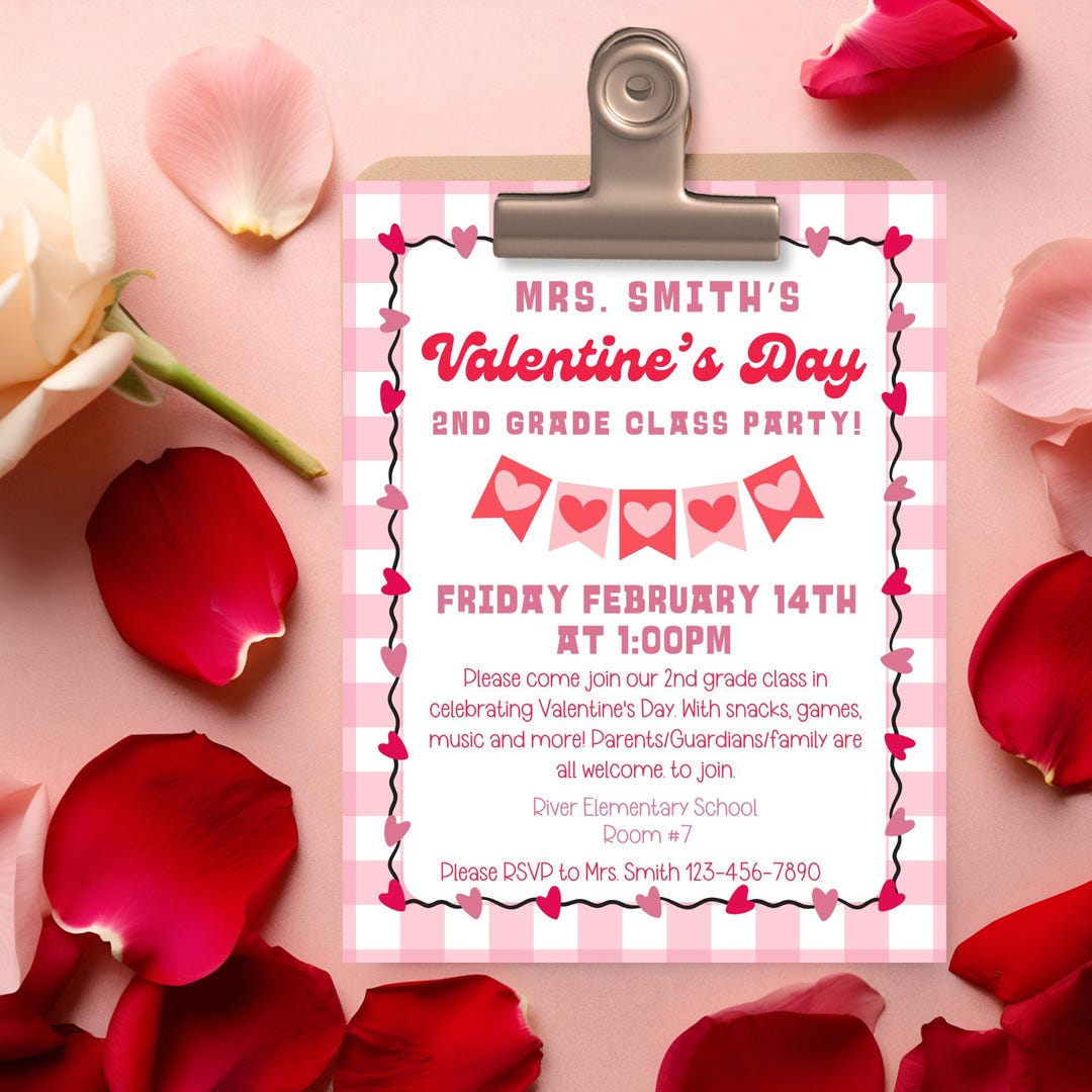 Editable Valentine's Day Class Party Invite: School Event Flyer (canva ...