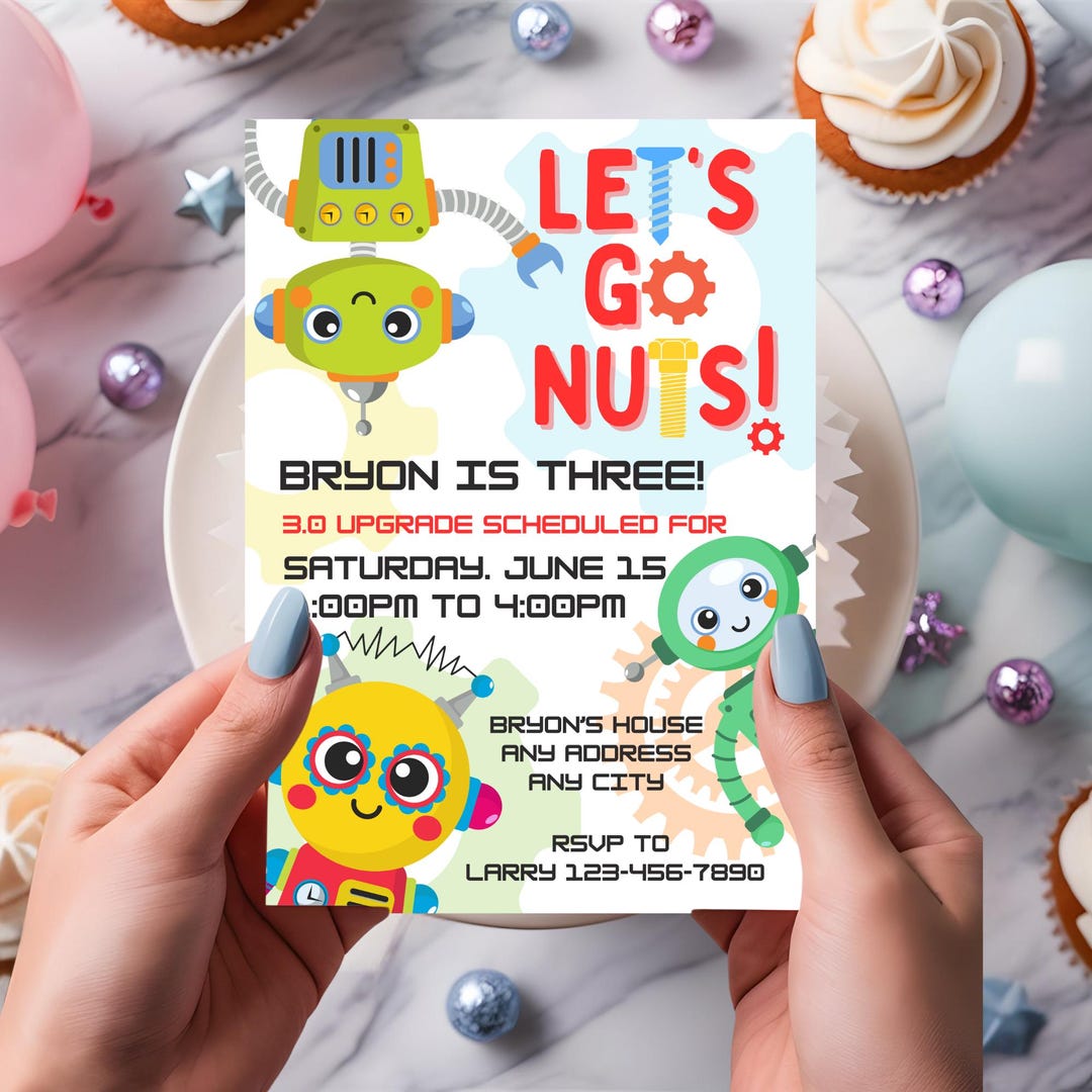 EDITABLE Robot Invitation | Robots | Robot Invite | Robot Birthday ...