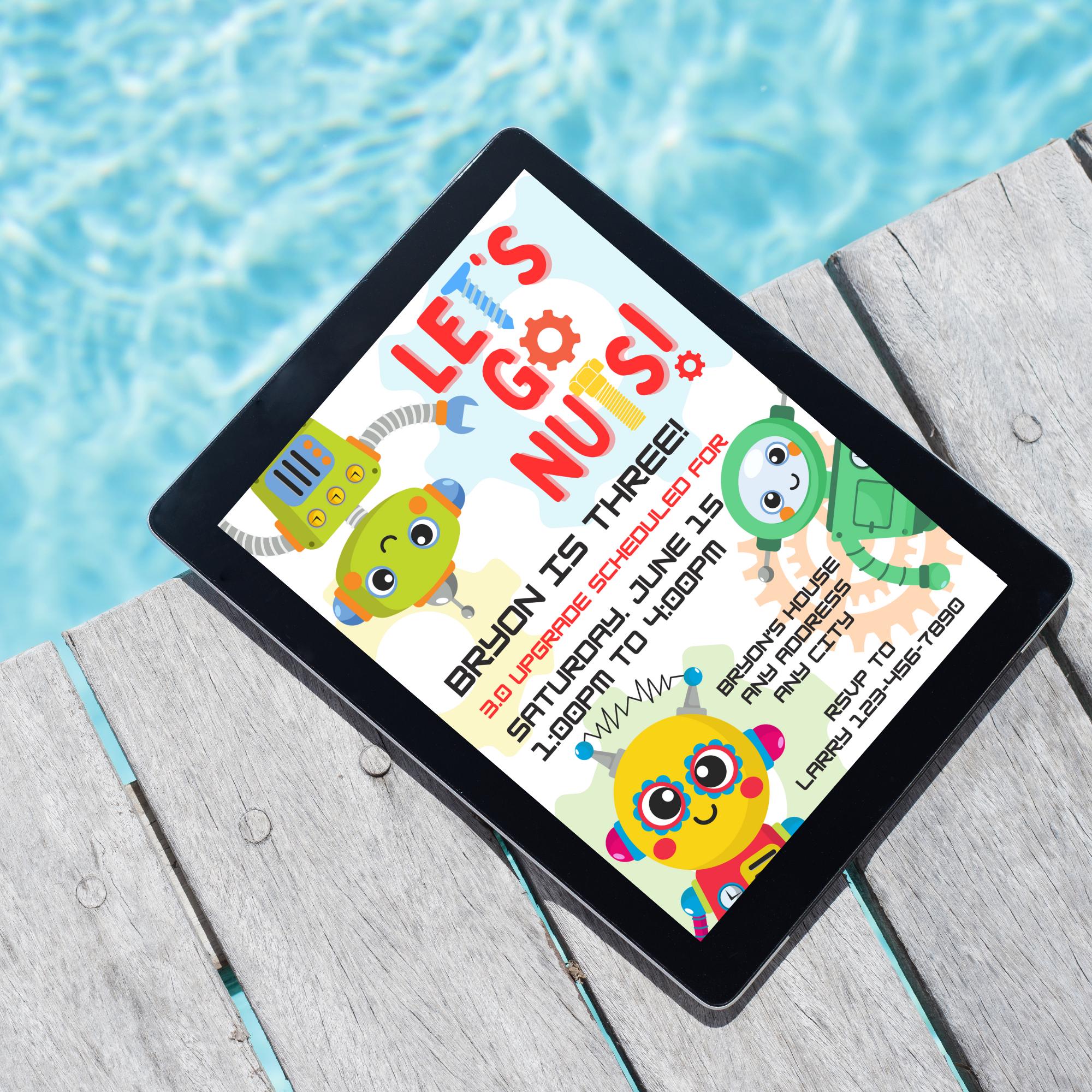 EDITABLE Robot Invitation | Robots | Robot Invite | Robot Birthday ...