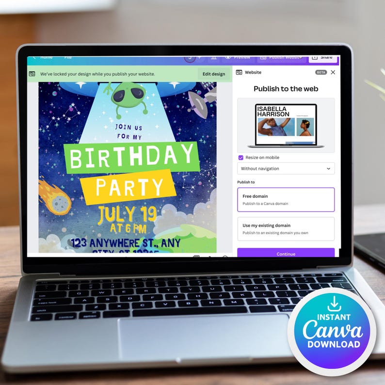 Editable Alien Birthday Party Invitation Kids Space Party Invite UFO ...