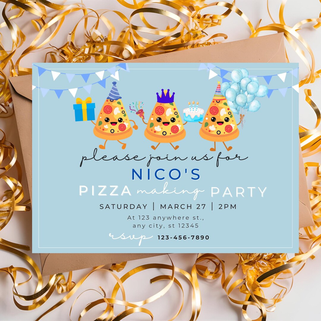 Editable Pizza Making Party Invitation Kids Invite Pizza Invite ...