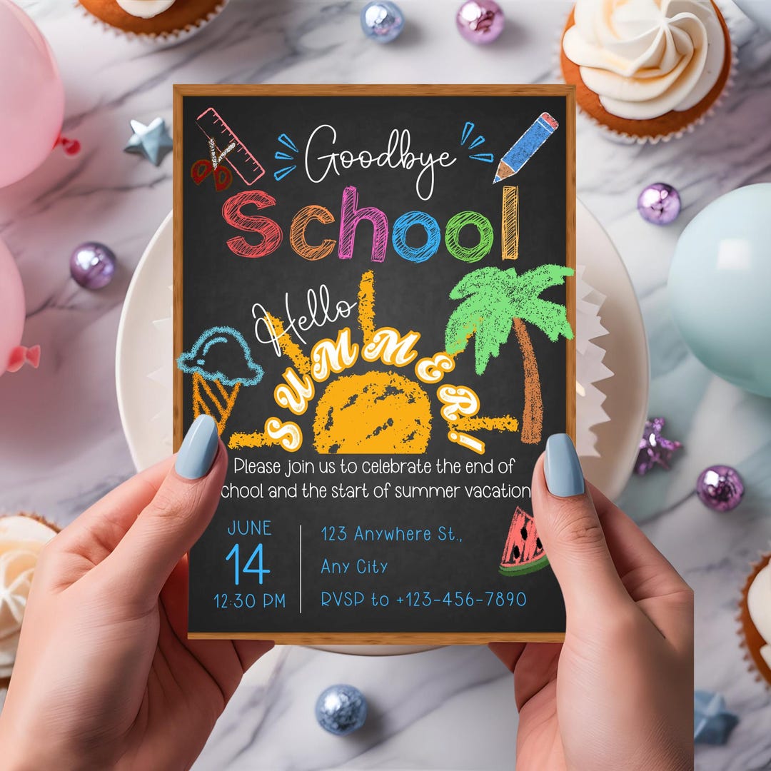 Editable Goodbye School, Hello Summer Invitation (digital Download) - Etsy