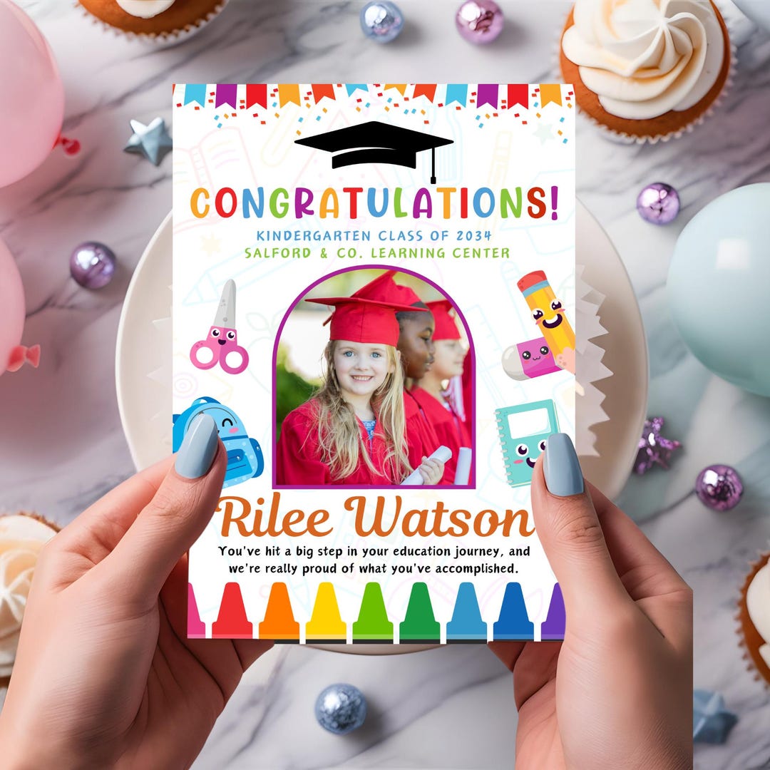 Editable Kindergarten Graduation Invitation: Canva Template (digital ...