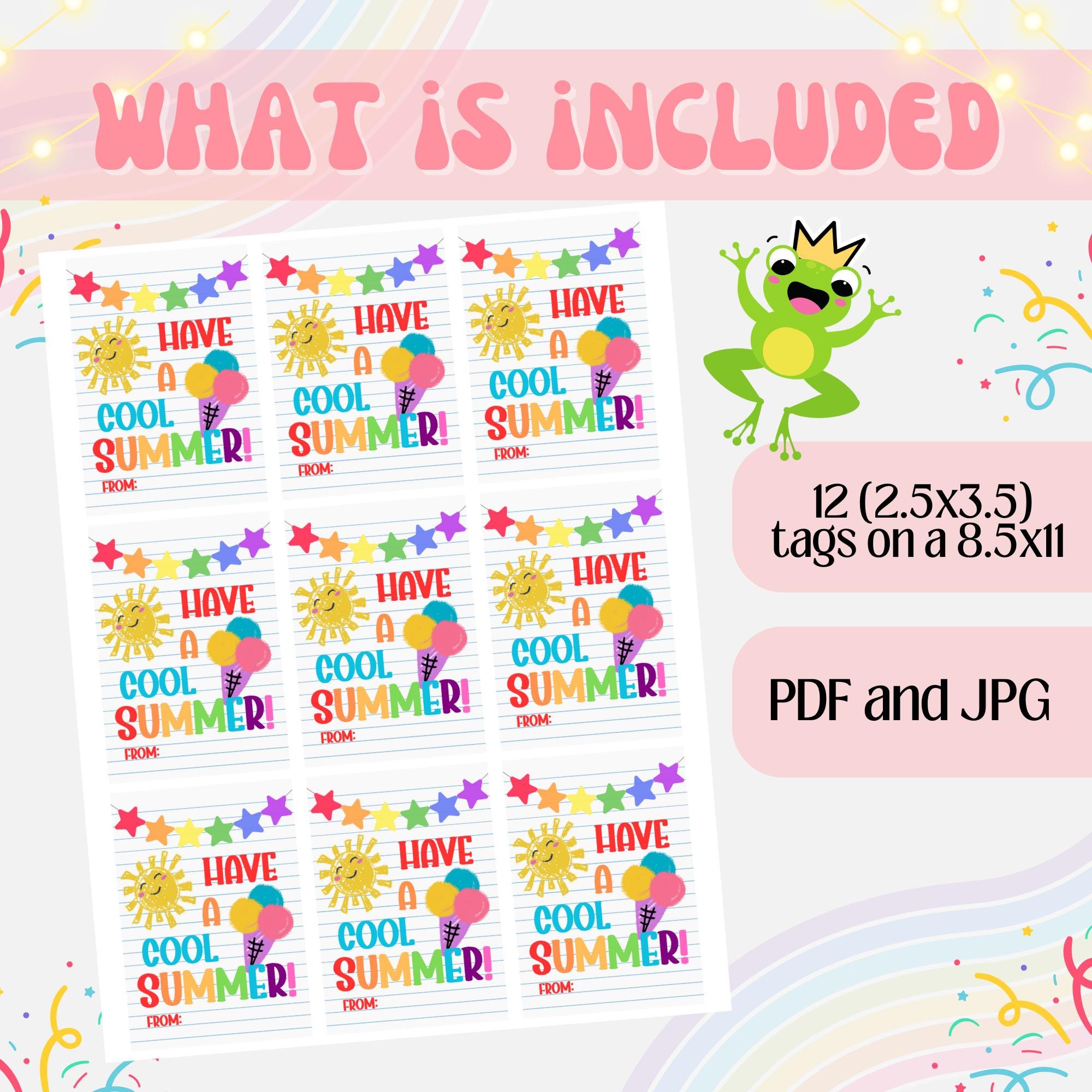 End of School Year Tag, Have a Cool Summer Editable Gift Tags, Ice ...