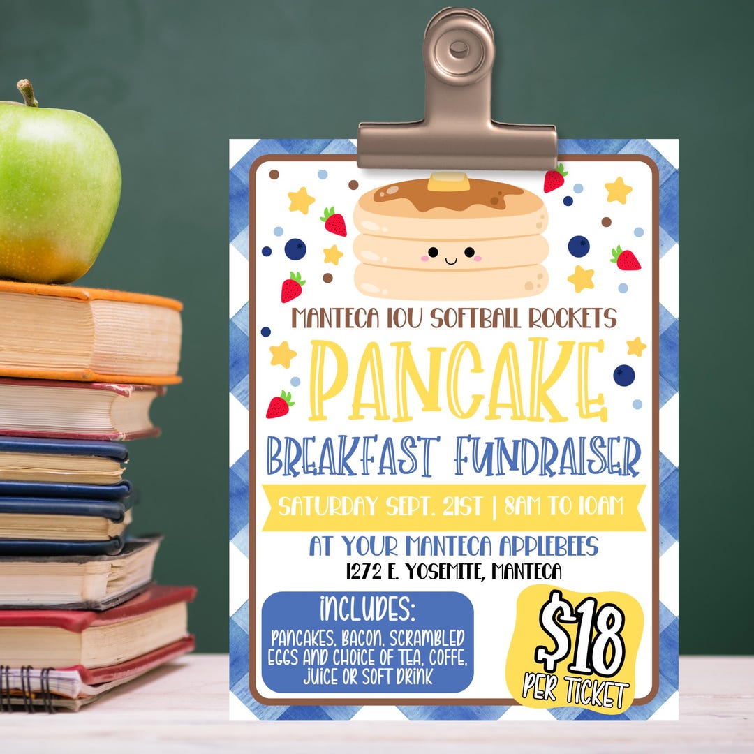 Pancake Breakfast Fundraiser Flyer Template, Pancake Fundraiser Event ...