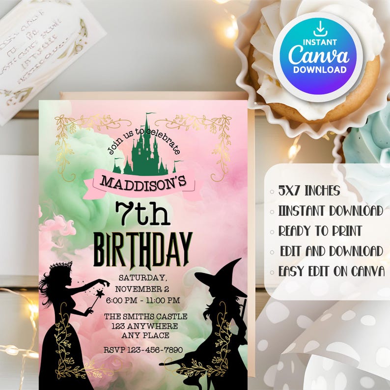 Wicked Witch Birthday Invitation: Wizard of Oz Party (digital File) - Etsy