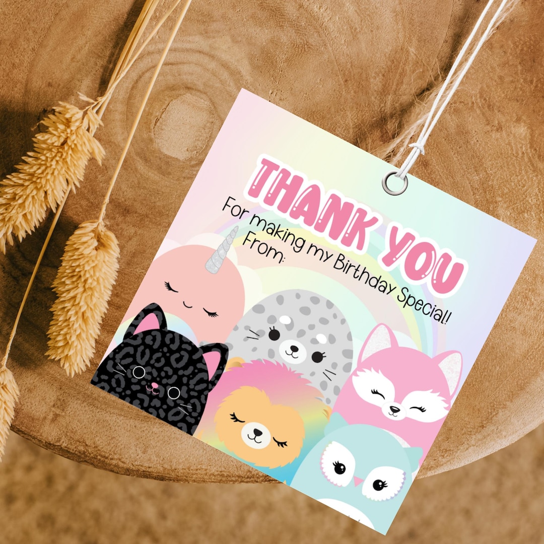 Editable Squishmallow Gift Tag Printable Squish Birthday Tg Girl ...
