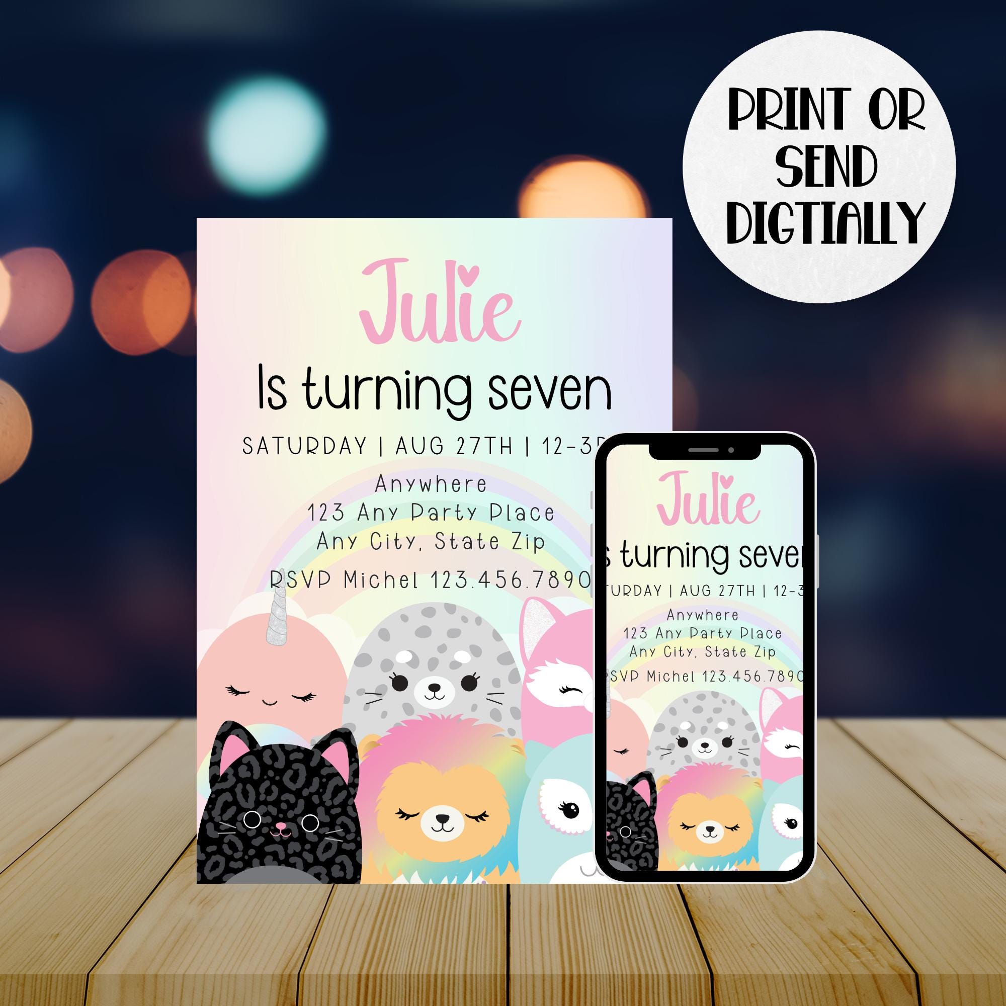 Squishmallow Birthday Invitation: Editable Digital Invite (instant ...