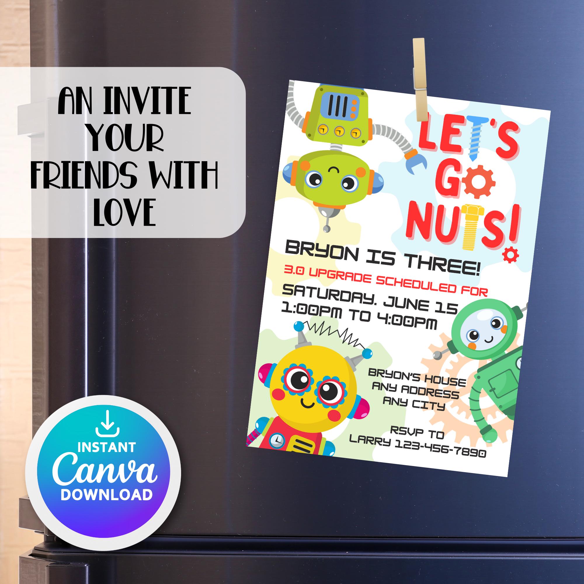 EDITABLE Robot Invitation | Robots | Robot Invite | Robot Birthday ...