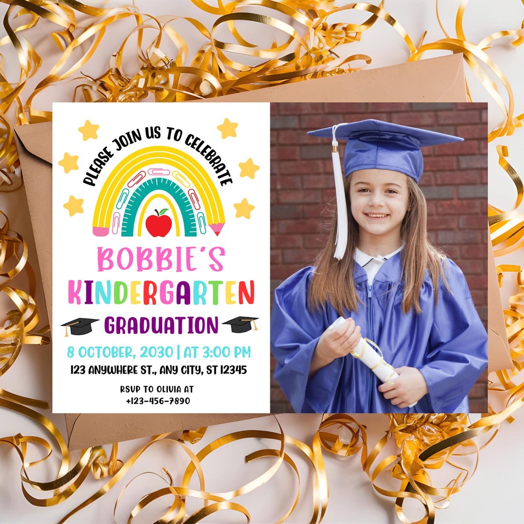 Editable Kindergarten Graduation Invitation Template (digital Download ...