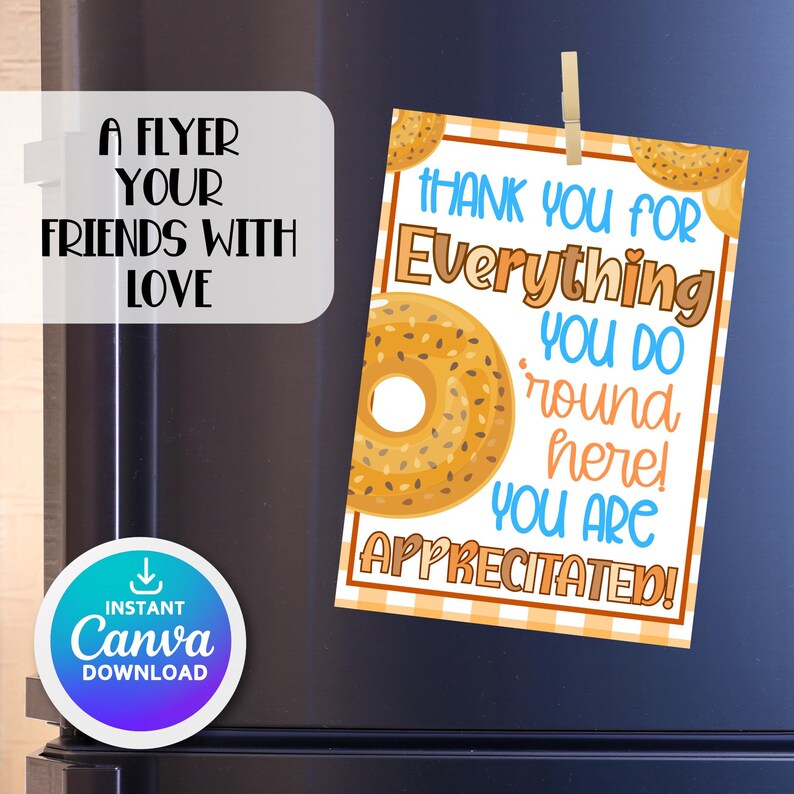 Bagel Appreciation Sign: Thank You Printable (PDF & JPG) - Etsy
