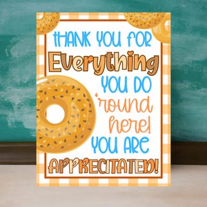 Bagel Appreciation Sign: Thank You Printable (PDF & JPG) - Etsy
