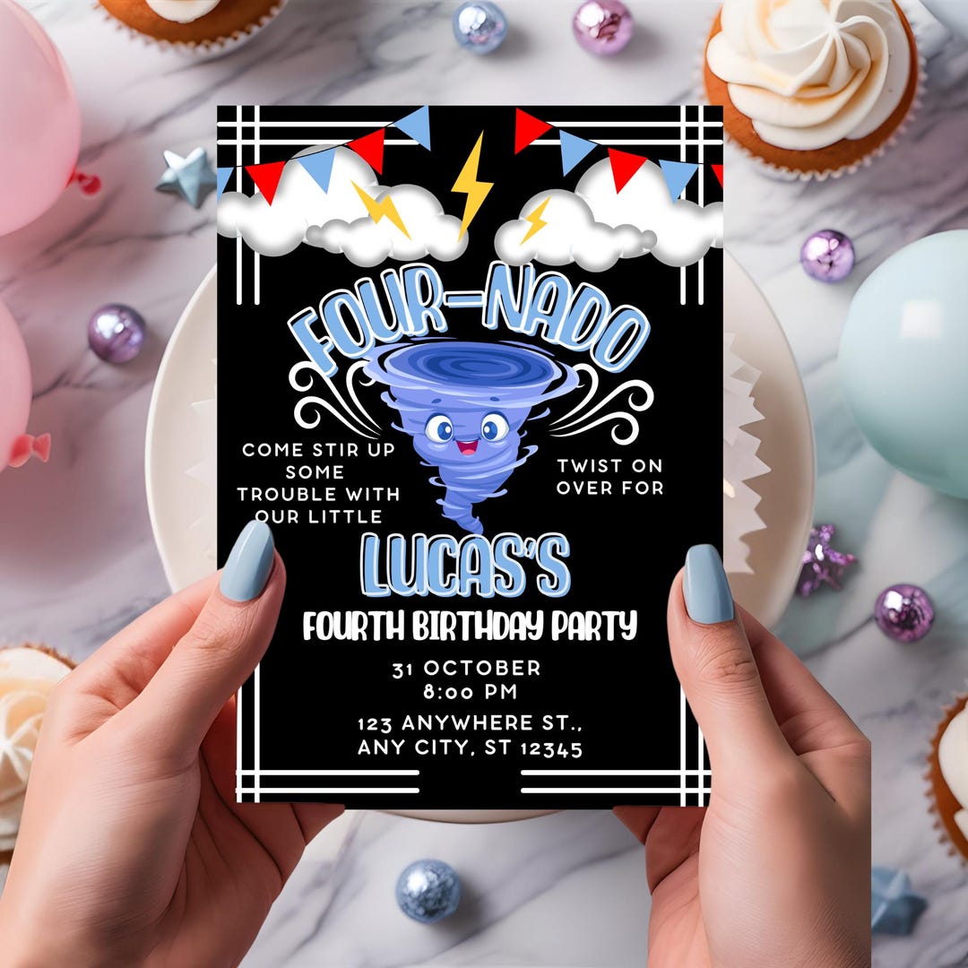 Fournado Birthday Invitation, Tornado Birthday Invitations, Two-nado ...