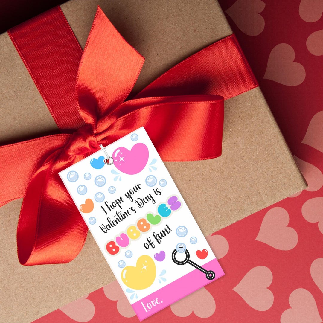 Valentines Bubble Wand Tags | Printable Class Mates Gift | Bubble Wand ...