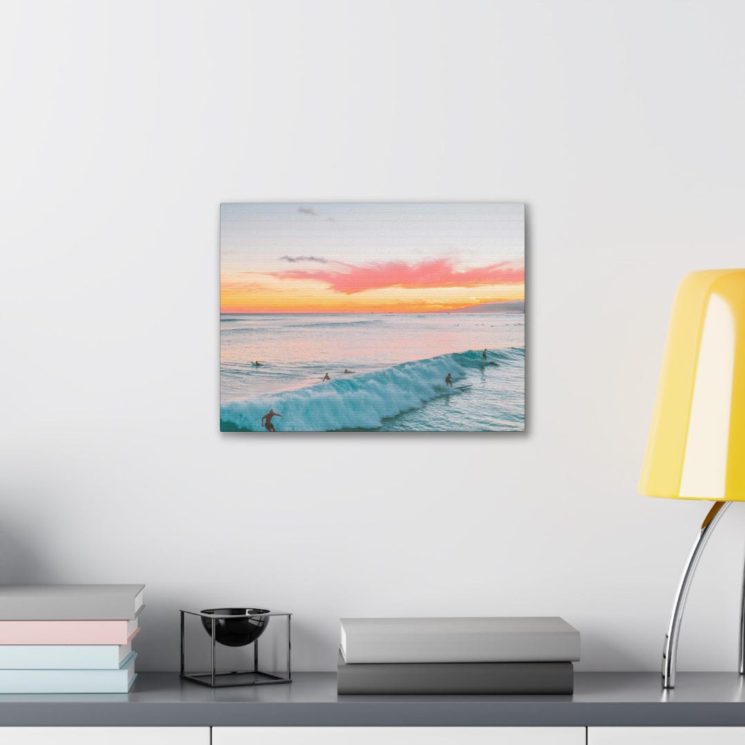 Sunset Surf Art, Sunset Surfing Lineup Print, Beach Sunset Wall Art ...