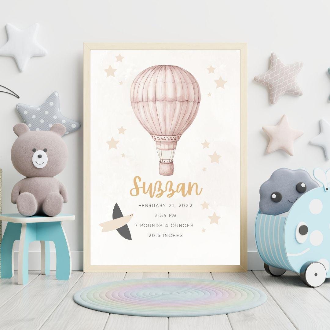 Personalized Baby Birth Stat Print | Custom Baby Info Art, Newborn ...