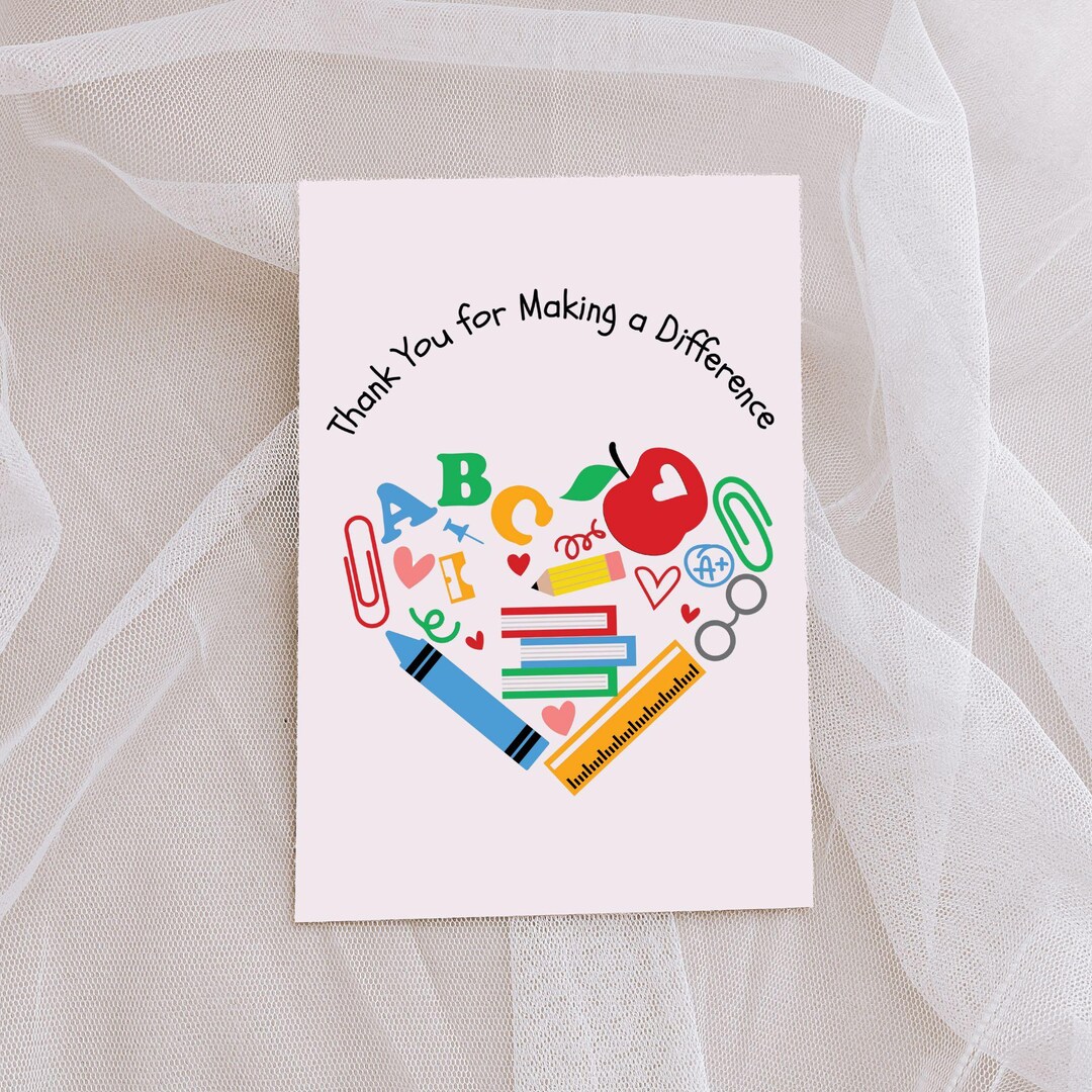 Unique Digital Teacher’s Card | Printable Thank You Card for Teachers ...