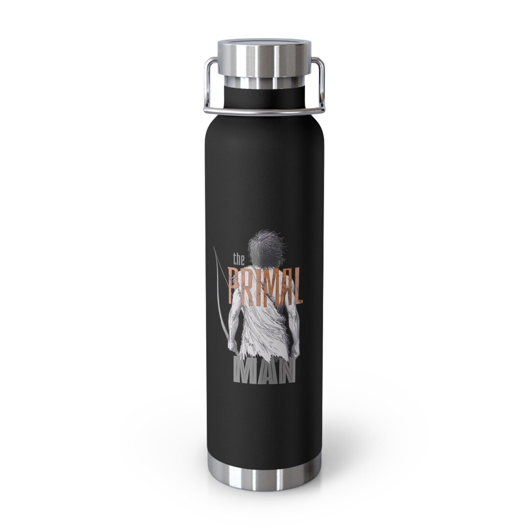 The Primal Man Insulated Bottle Black, Cool Water Bottle, Outdoor Adventure Drinkware, Men's ...