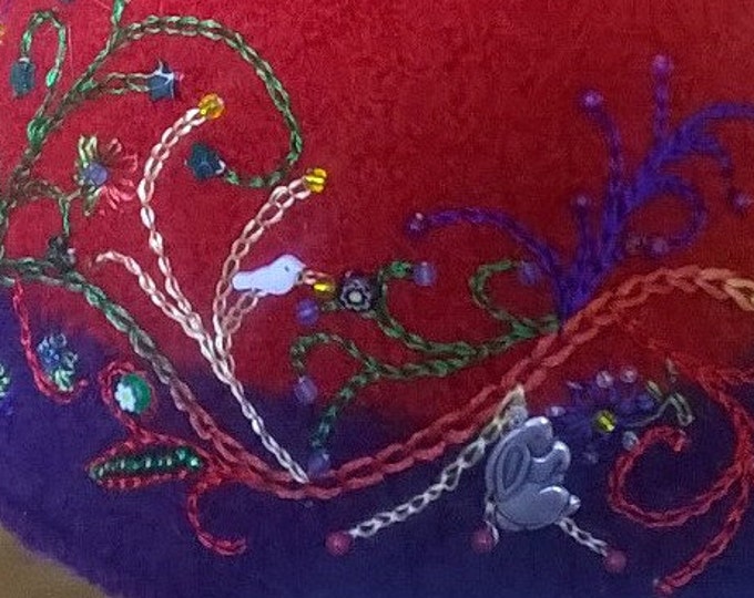 Artisan Felted Hat Toque Ski Hat Red Purple Women Bohemian - Etsy