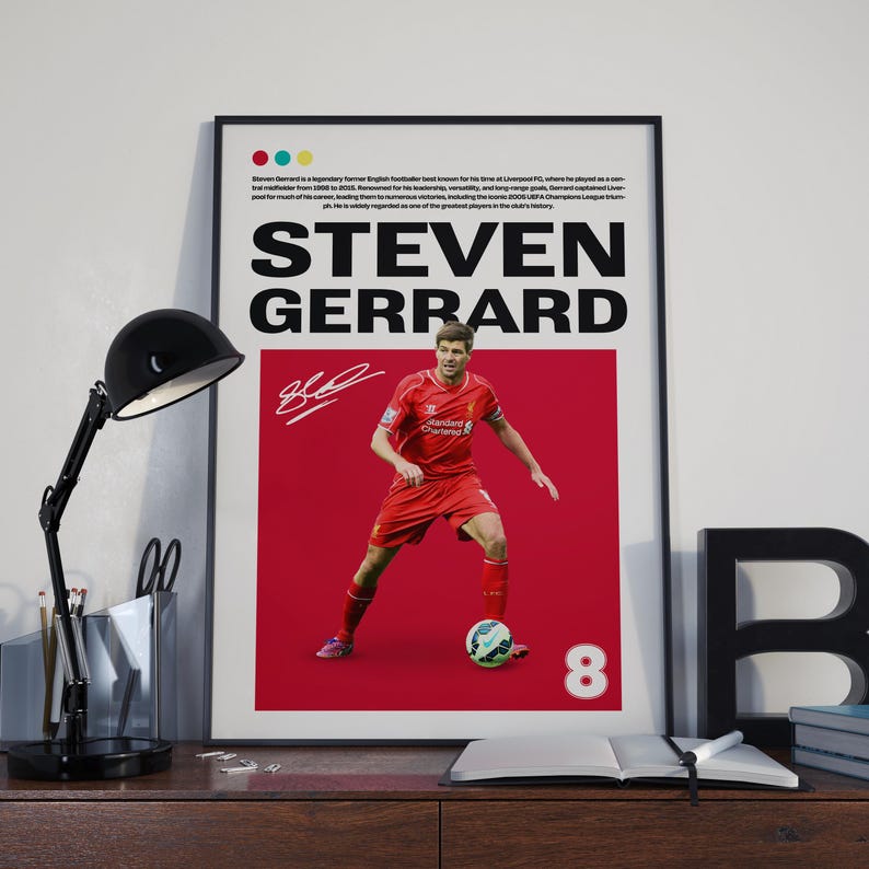Minimalist Steven Gerrard Poster Liverpool Football Art Print Iconic ...
