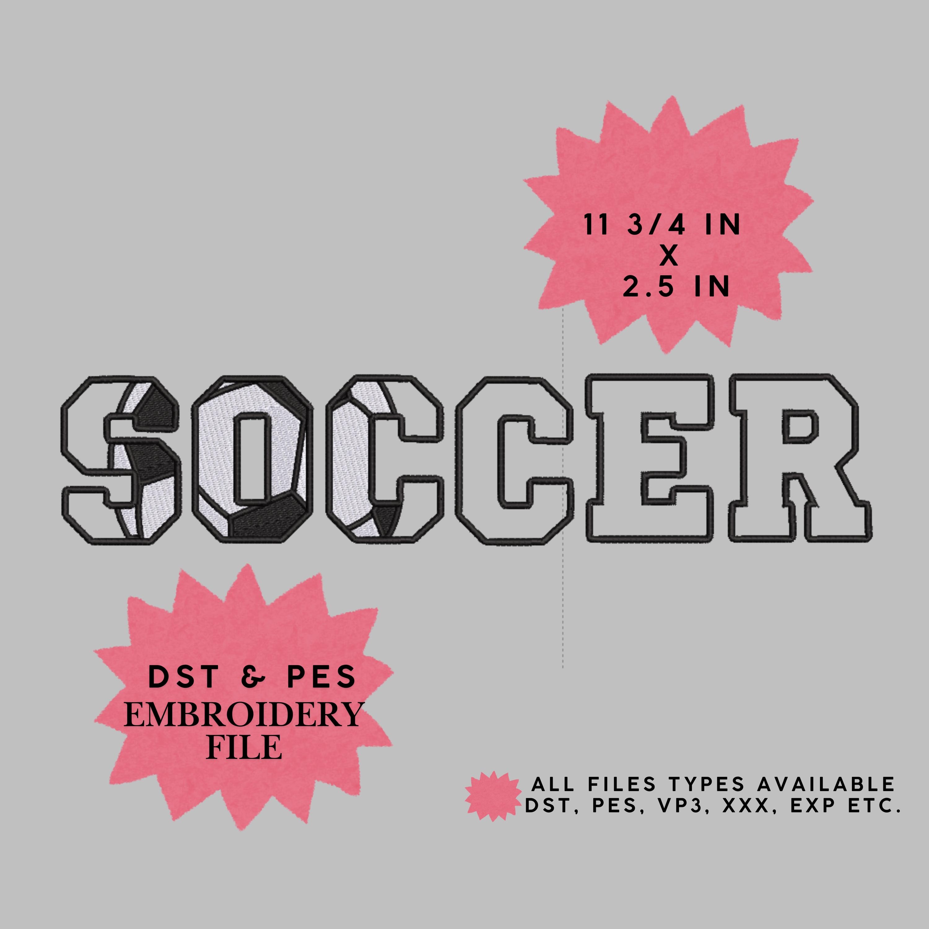 Soccer Embroidery Design | Embroidery Soccer Design File | Custom ...