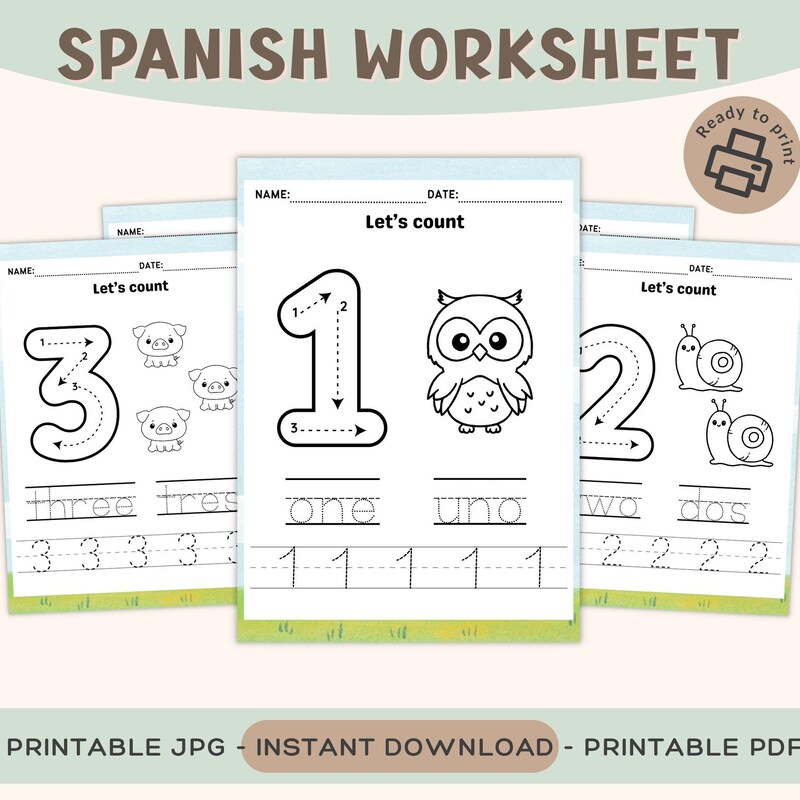 English Number Worksheet - Etsy