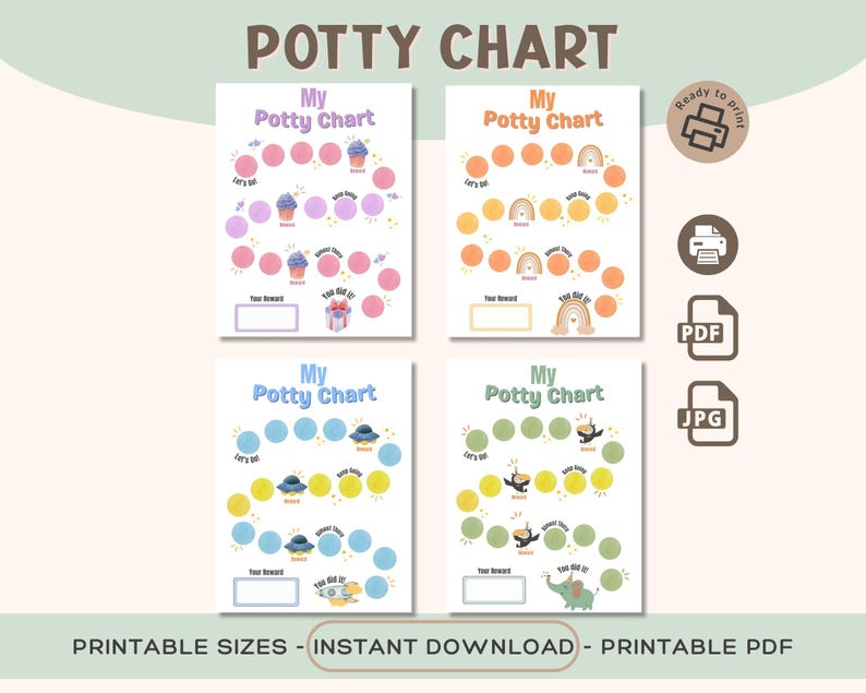 Printable Potty Training Chart for Toddlers Potty Chart for Boys Toilet ...