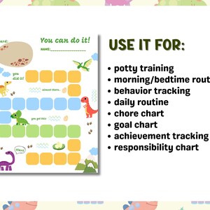 Dinosaur Reward Chart for Boy Kids Sticker Reward System Chart Chore ...