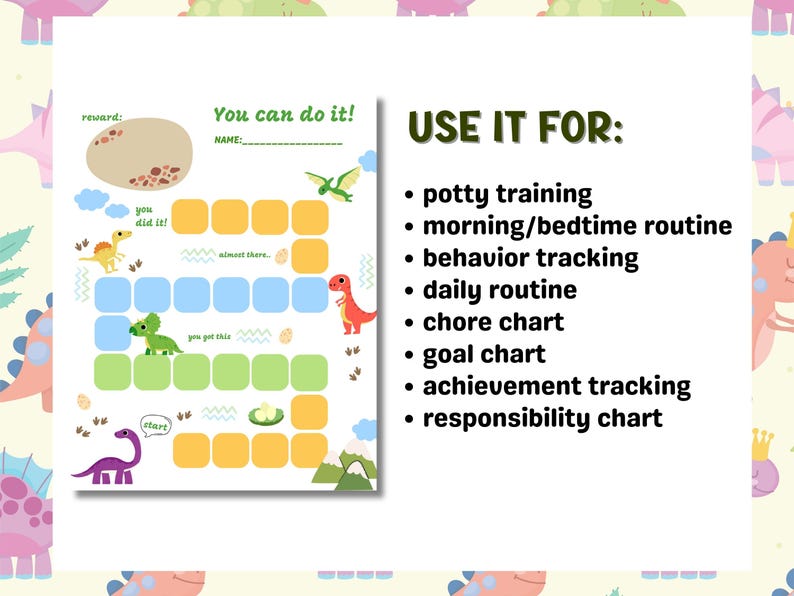 Dinosaur Reward Chart for Boy Kids Sticker Reward System Chart Chore ...