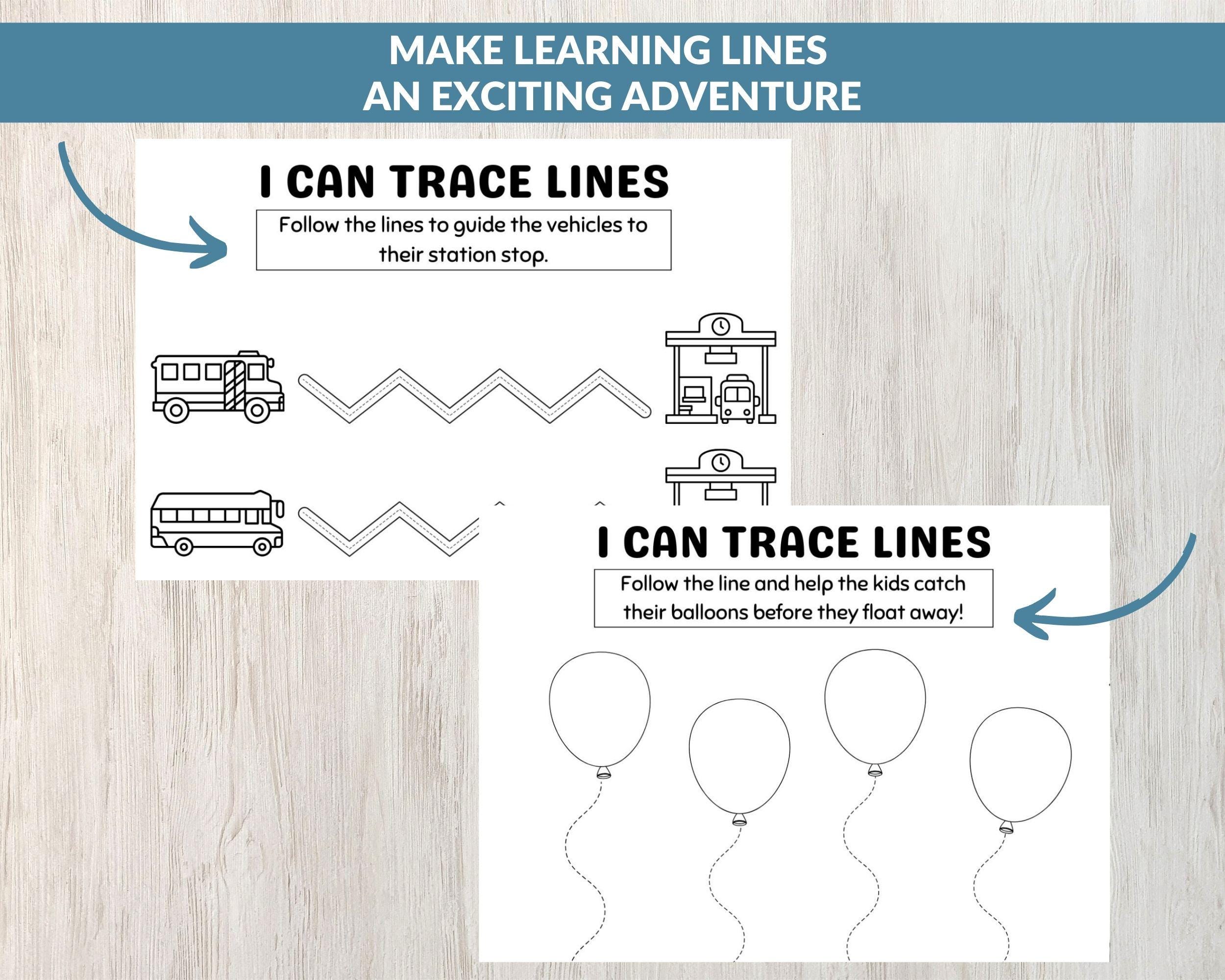 Preschool Line Trace Worksheet Printable Kids Line Practice Shape ...
