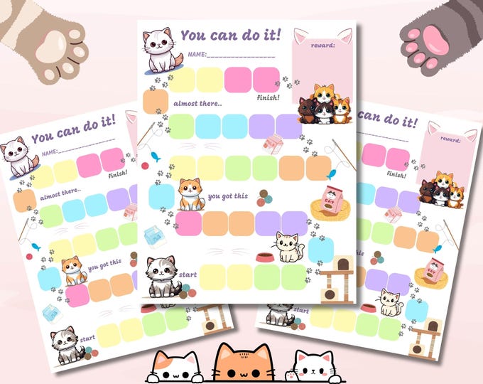 Printable Cat Reward Chart - Kids Reward Chart - Potty Training ...