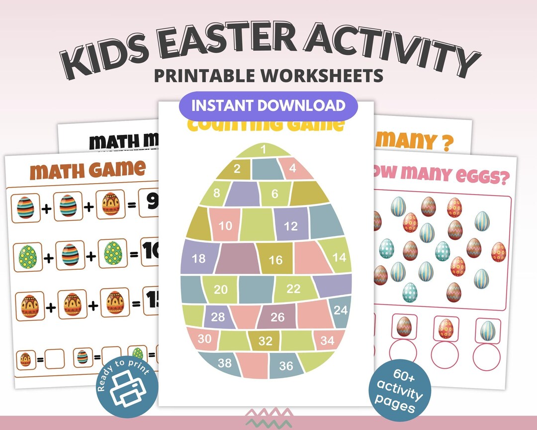 Easter Activity Book Math Worksheets for Preschool Easter Addition ...