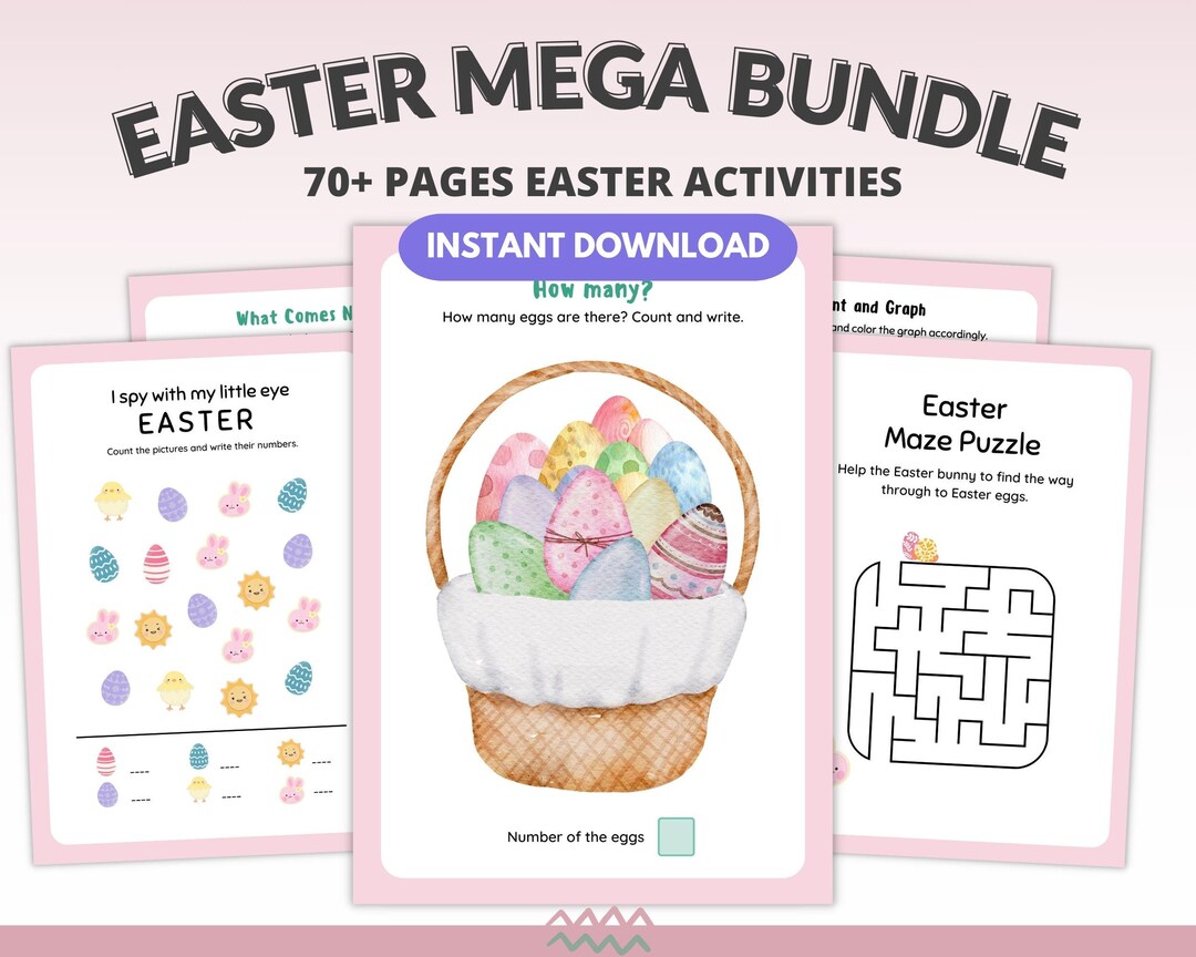 Easter Mega Bundle Easter Egg Coloring Easter Activities Maze Printable Easter Mega Bundle ...