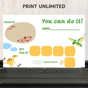 Dinosaur Reward Chart for Boy Kids Sticker Reward System Chart Chore ...