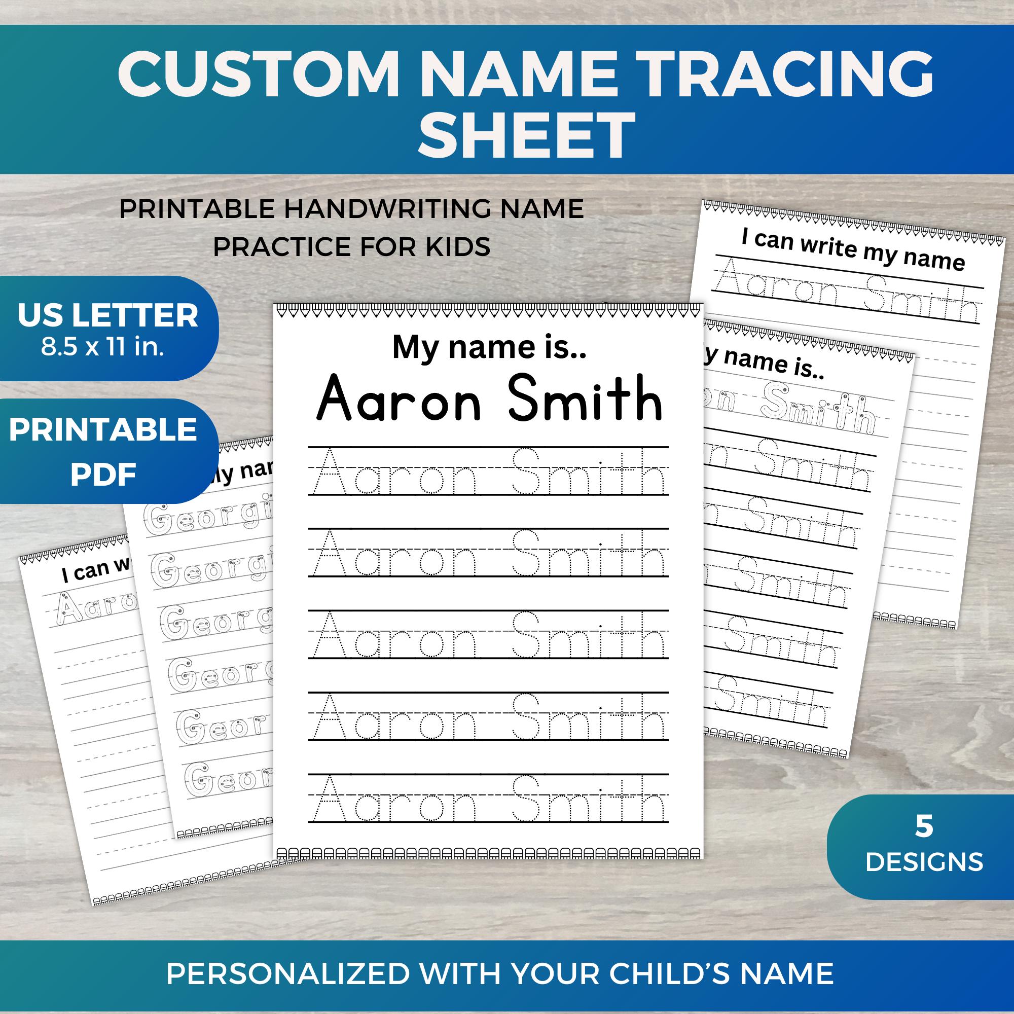 Custom Name Tracing Sheet Printable Childs Name Tracing Toddler Line ...