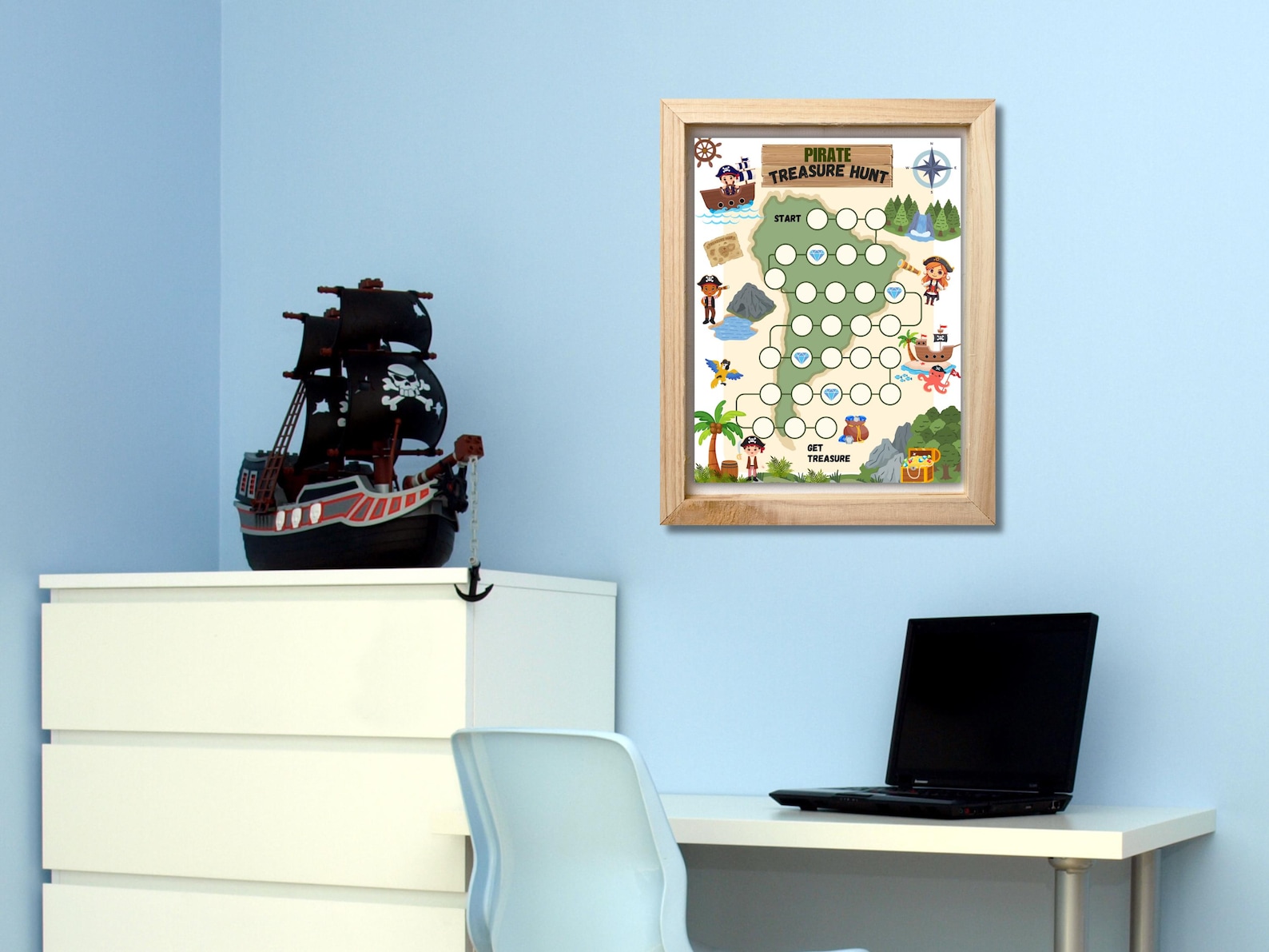 Pirate Reward Chart Bedtime Boy Pirate Treasure Island Potty Sticker ...