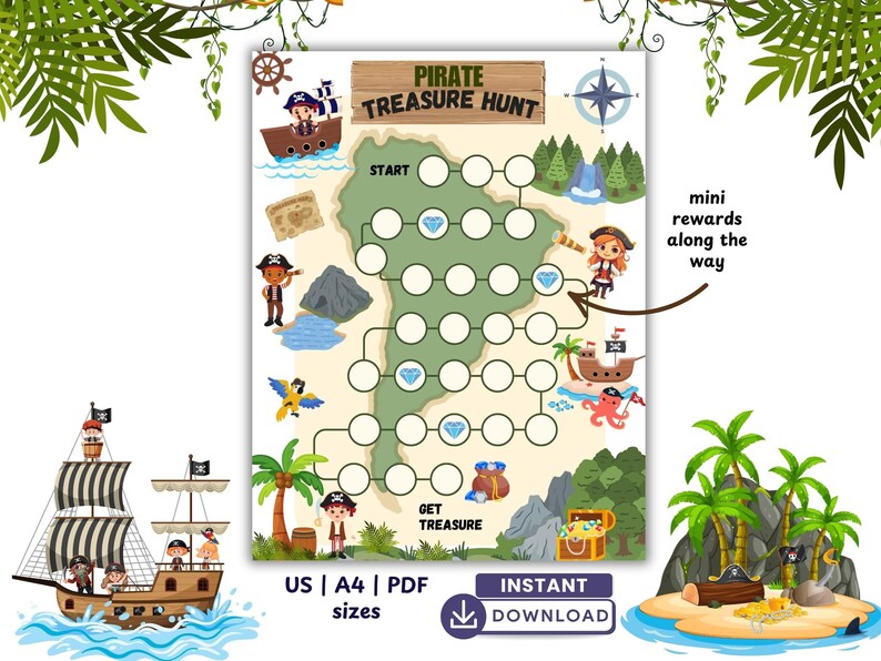 Pirate Reward Chart Bedtime Boy Pirate Treasure Island Potty Sticker ...