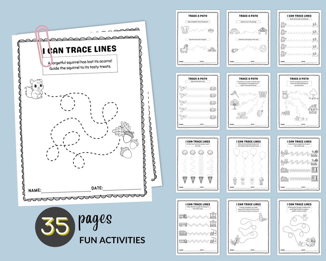 Preschool Line Trace Worksheet Printable Kids Line Practice Shape ...