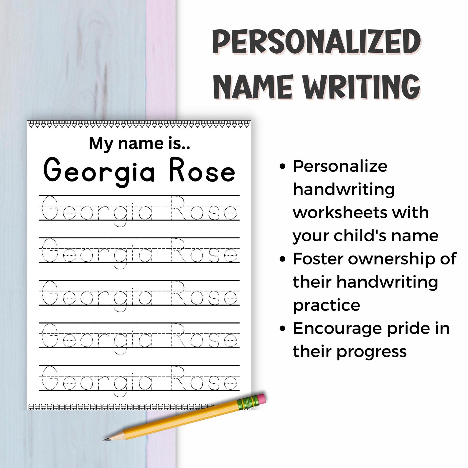 Name Tracing Sheet Custom Name Trace Printable I Can Write My Name ...