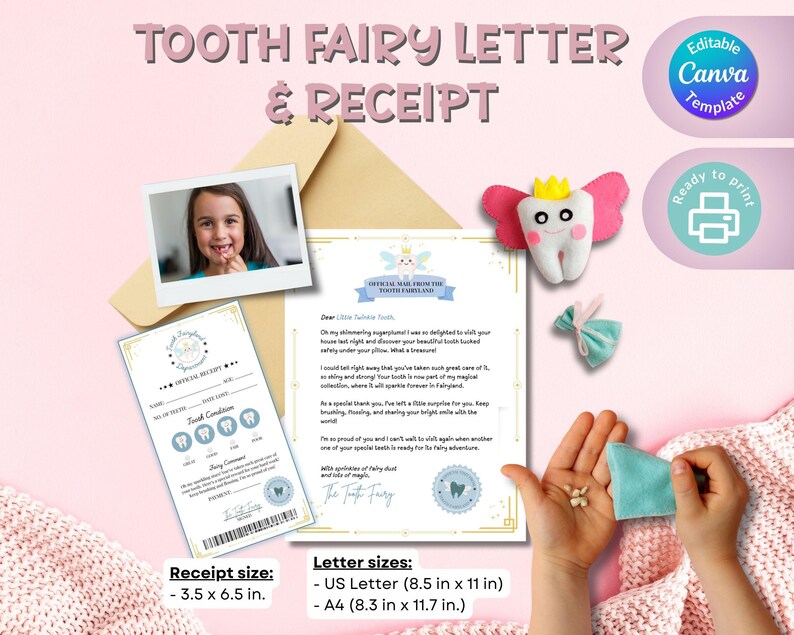 Custom Tooth Fairy Letter Printable Tooth Fairy Receipt Tooth Fairy ...