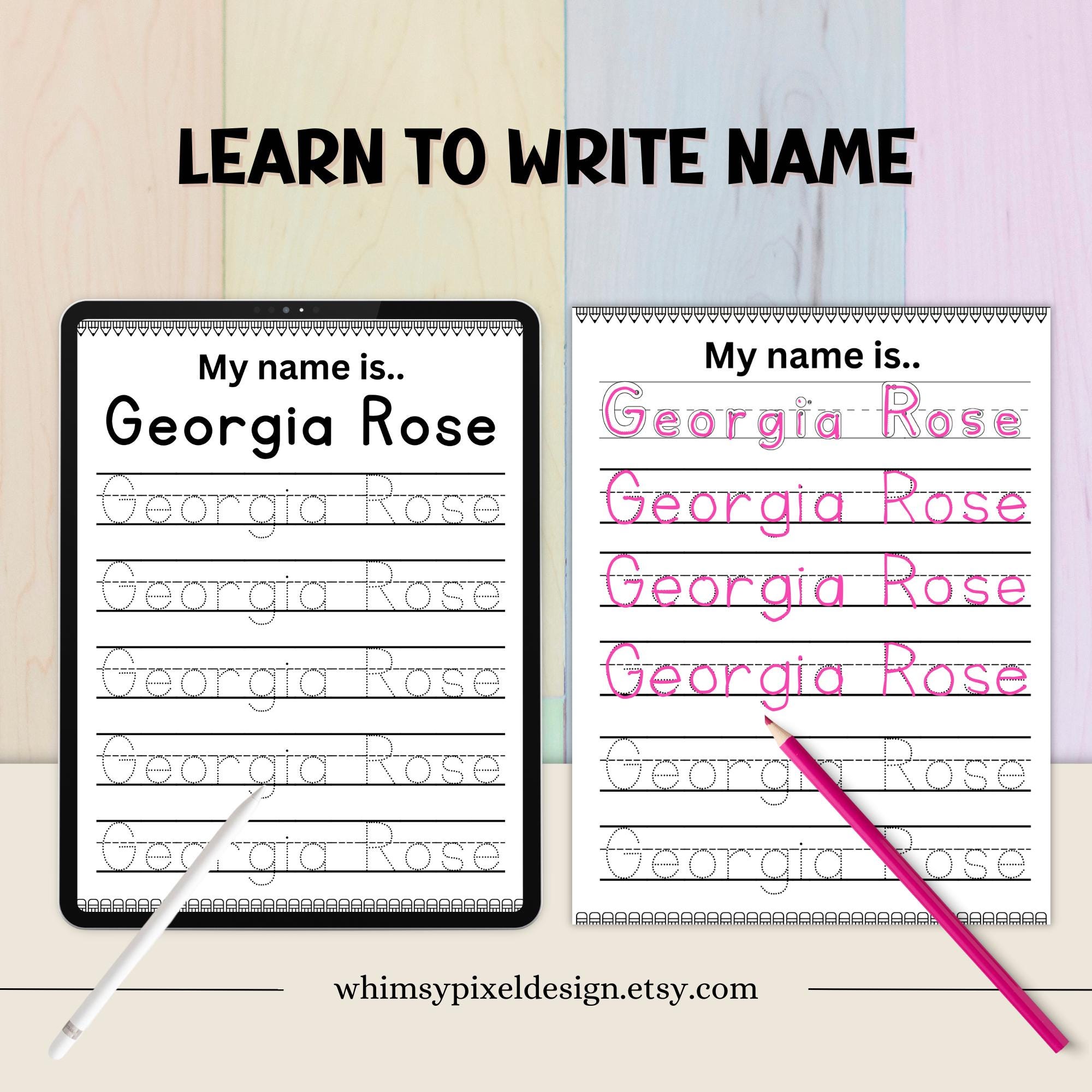 Name Tracing Sheet Custom Name Trace Printable I Can Write My Name ...