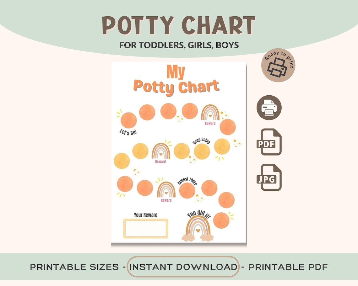 Printable Potty Training Chart for Toddlers Potty Chart for Boys Toilet ...
