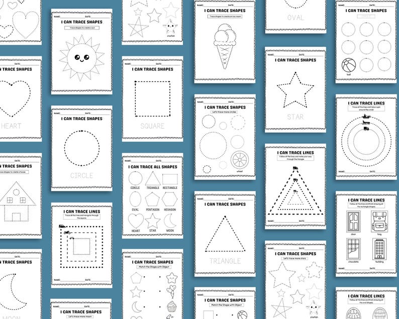 Line Tracing Preschool Shape Tracing Learn Shapes for Kids Shapes ...