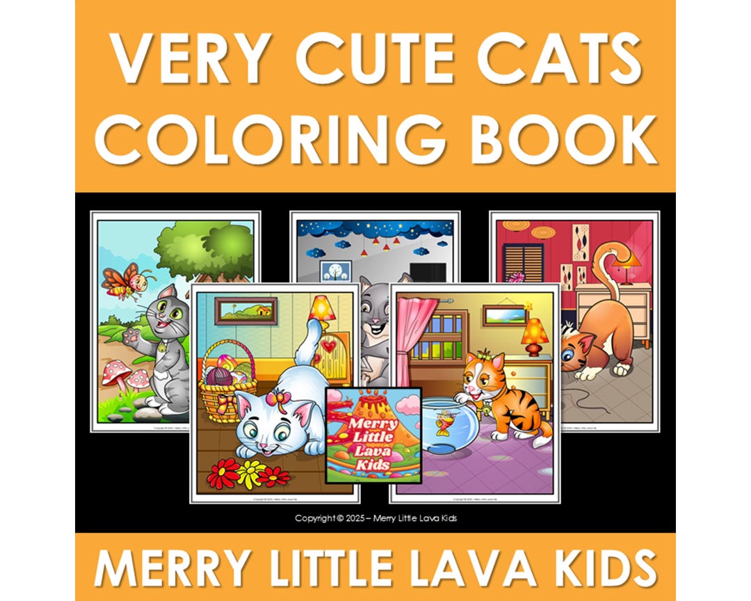 Very Cute Cats Coloring Book for Kids Pets Colouring Pages Birthday ...
