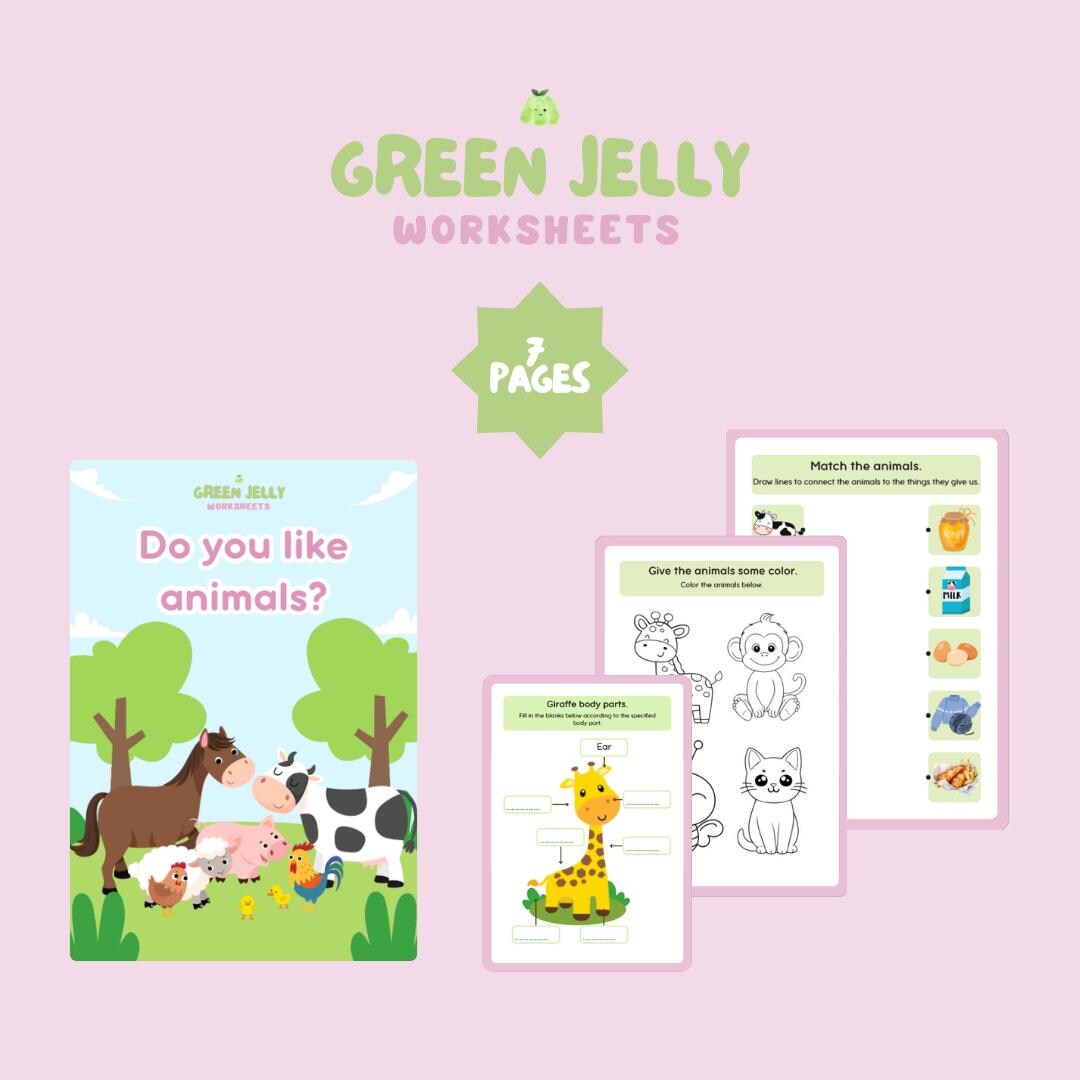 Children's Animal Worksheet, Animal Themed Activities for Kids, Toddler ...