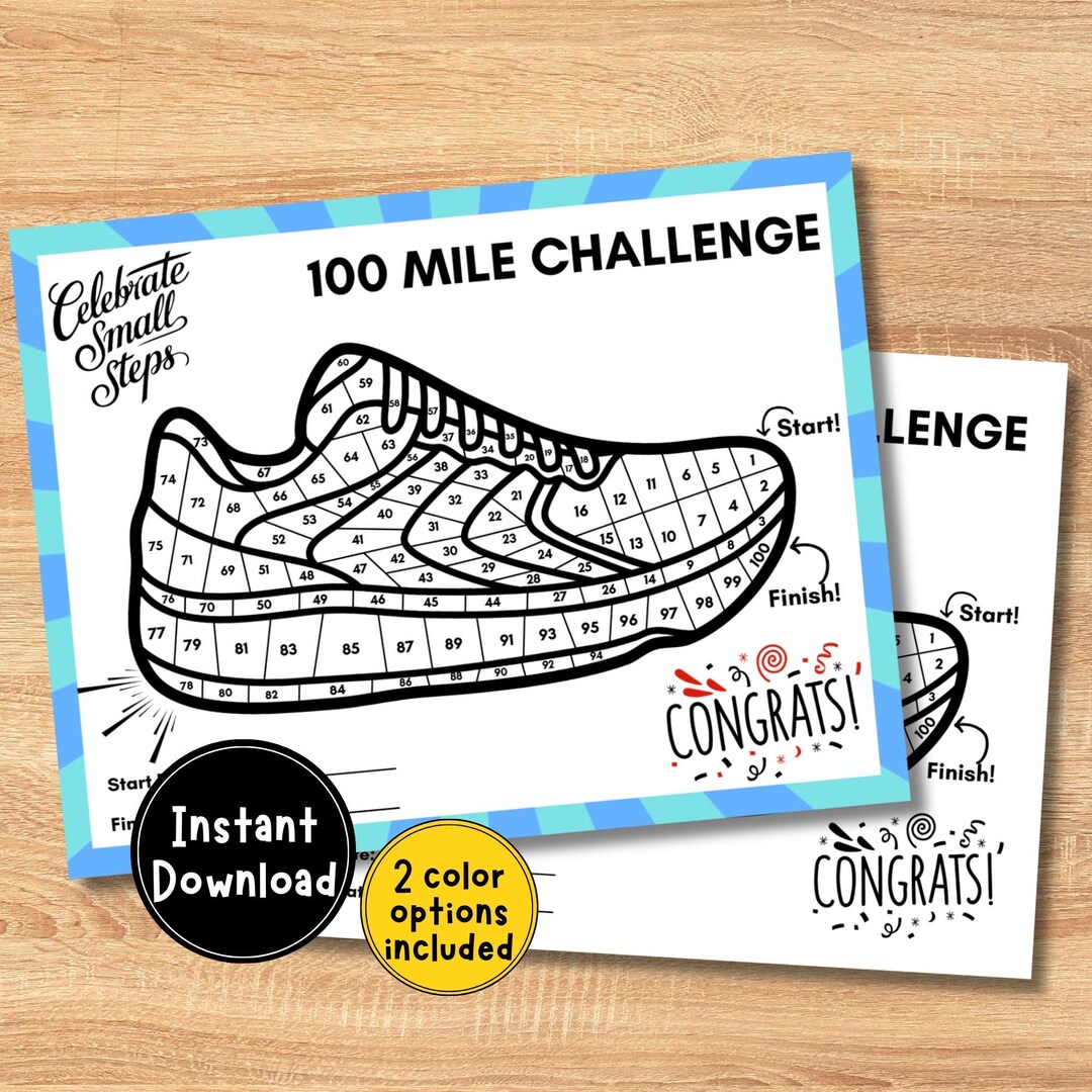 100 Mile Tracker, 100 Mile Challenge, Walking Tracker, Running Tracker ...